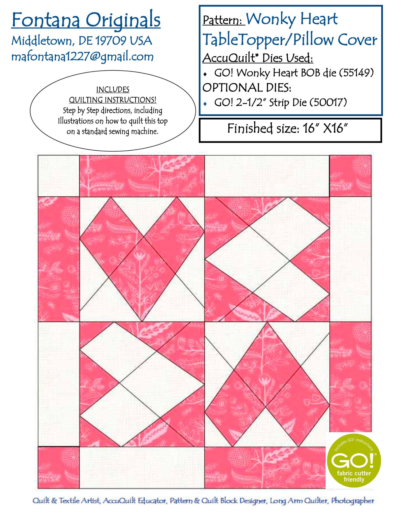 PATTERN - Instructions to Make AND Quilt a Wonky Heart Table Topper or ...