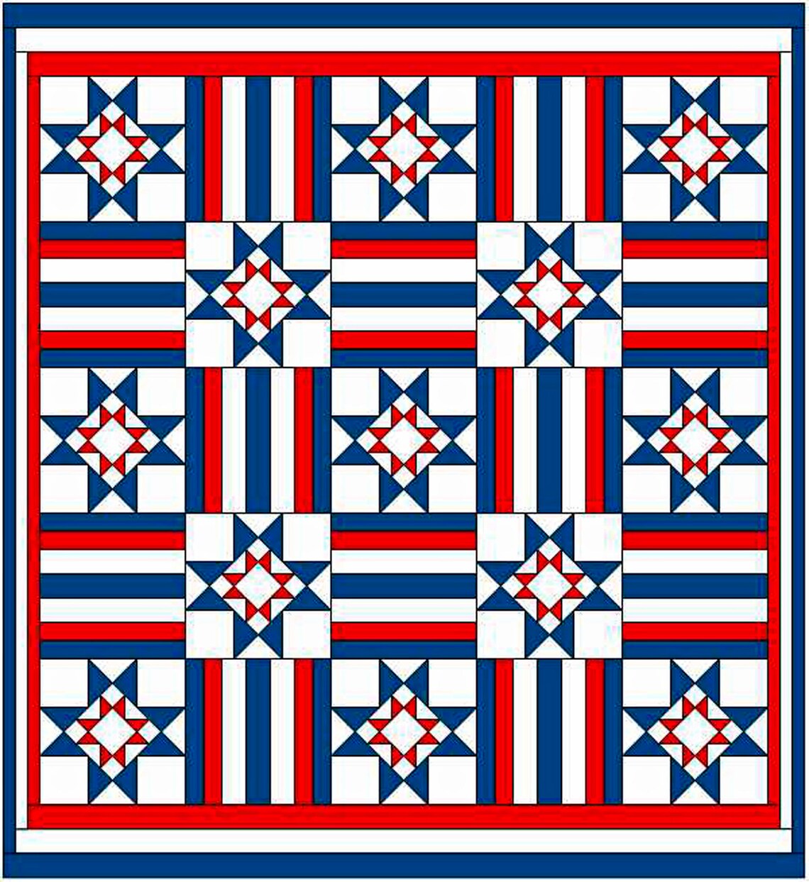PATTERN QOV® Double Stars & Stripes Quilt Pattern. Finished - Etsy