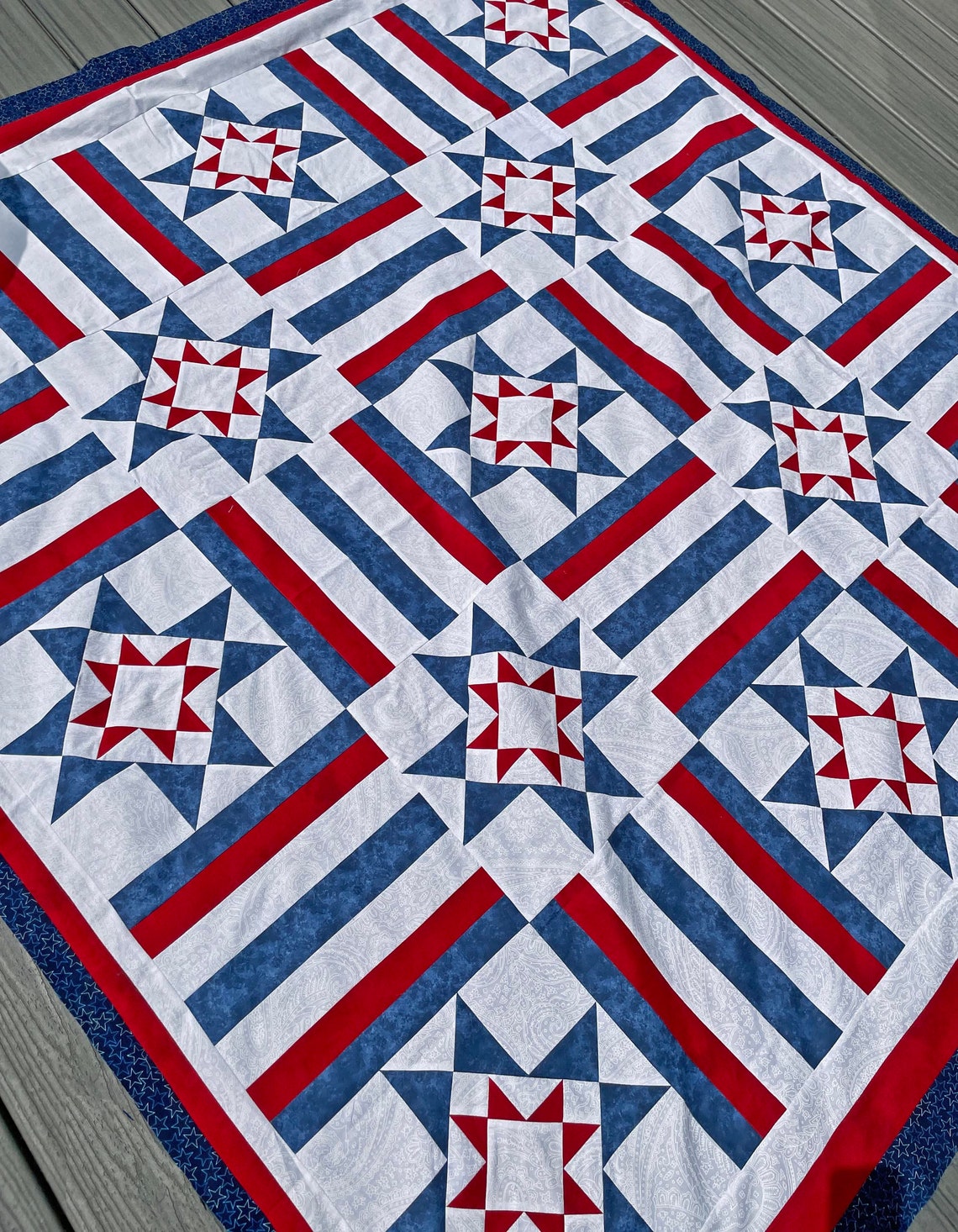PATTERN QOV® Double Stars & Stripes Quilt Pattern. Finished - Etsy