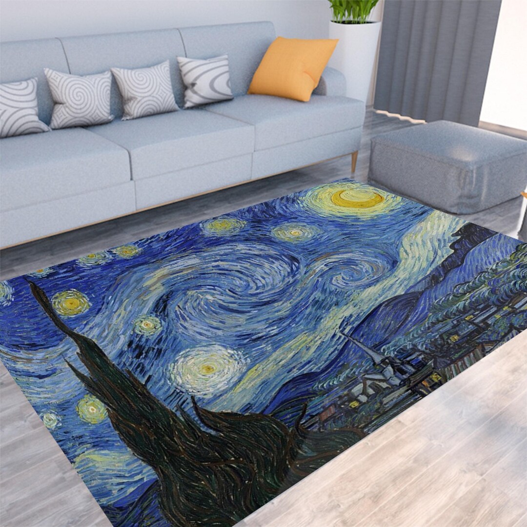 Starry Night Rug Van Gogh Inspired Home Decor Unique Gift for Art ...