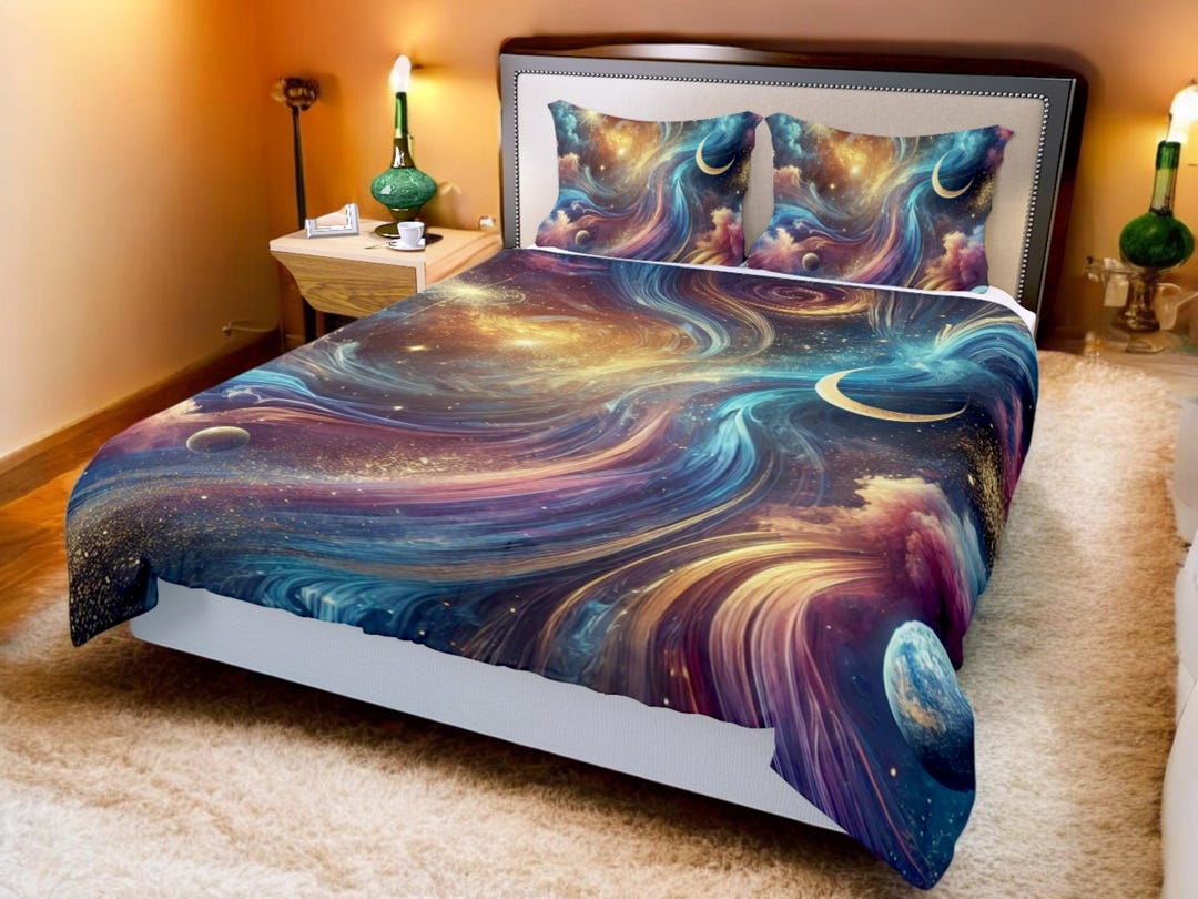 Luxury Celestial-themed Bedding Set Cosmic Stars, Moons, and ...