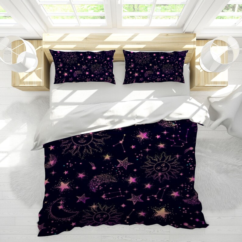 Celestial Quilt: Mystical Sun, Moon & Stars Quilt | Boho Chic Bedroom ...