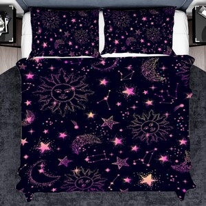 Celestial Quilt: Mystical Sun, Moon & Stars Quilt | Boho Chic Bedroom ...