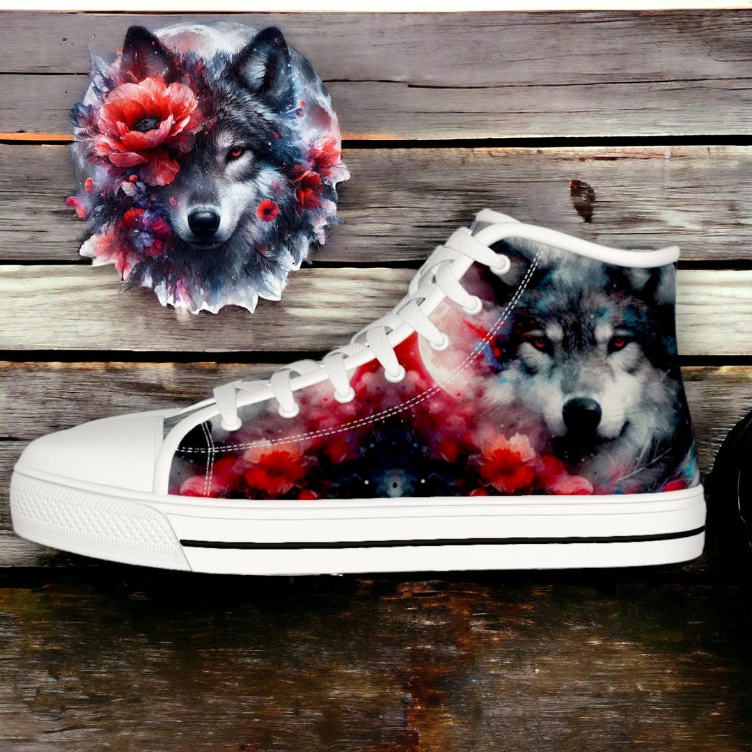 Wolf Themed High Tops Unique Wolf Lovers Sneakers Wolves Design Gift ...