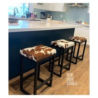 Genuine Cowhide and Steel Stool for Counter Top or Bar - Country Style ...