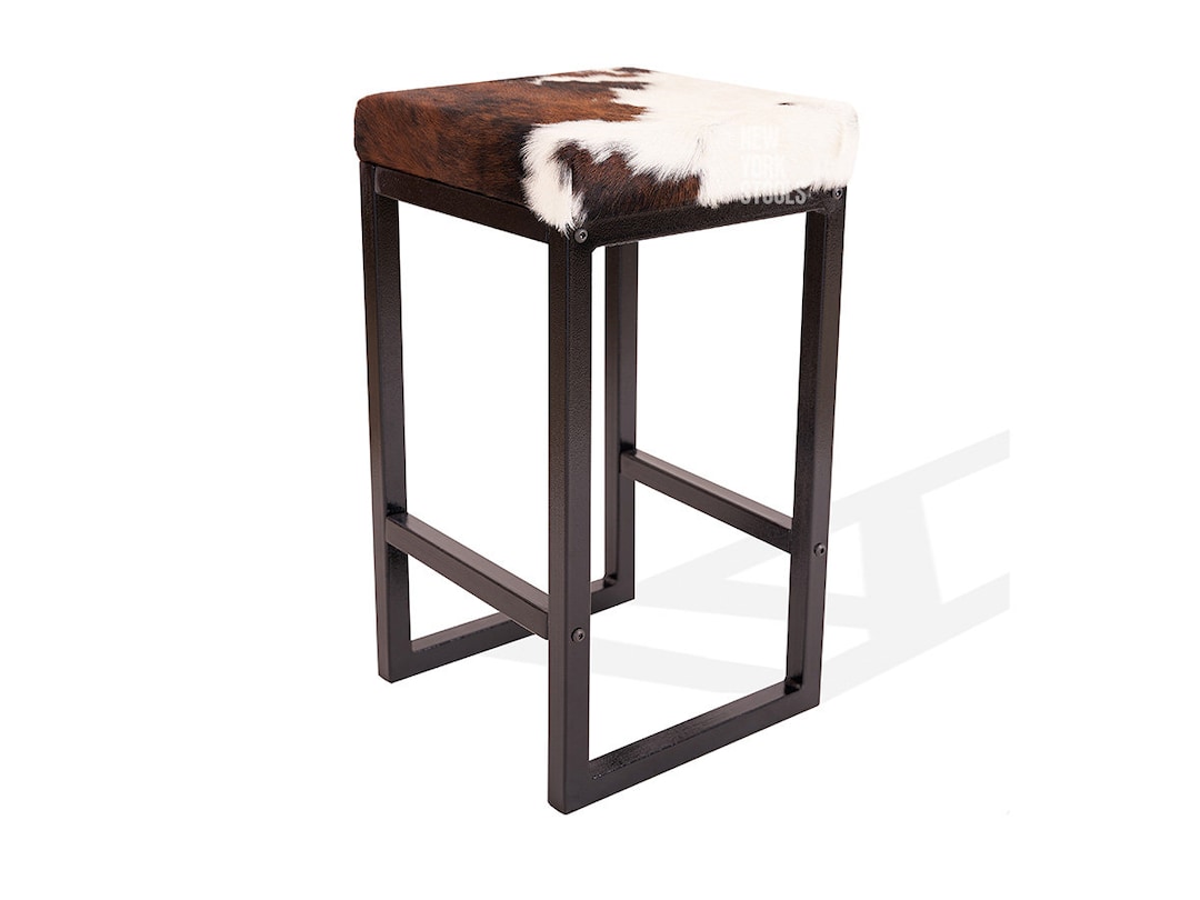 Dark Tricolor Cowhide Brooklyn Stool Cowhide Counter Stool Luxury ...