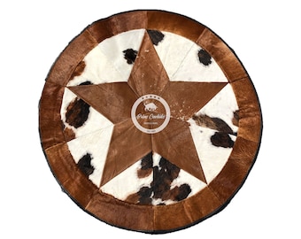 Round Cowhide Rug Tricolor Single Star 40 60 | Etsy