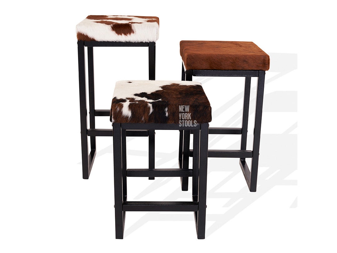 Cowhide Brooklyn Stool | Cowhide Counter Stool | Luxury Cowhide Bar ...