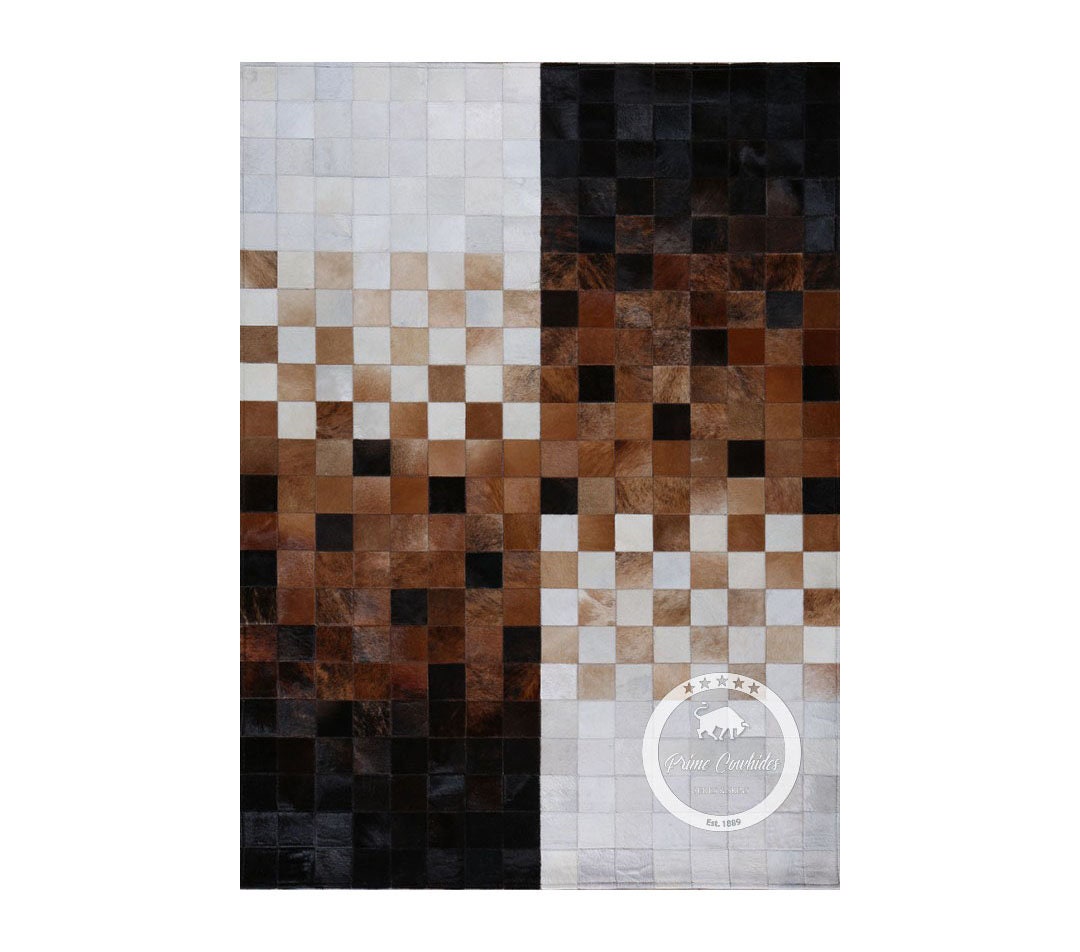 Patchwork Cowhide Rugs Squares Patchwork Cowhide Rug White to Dark ...
