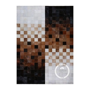 Patchwork Cowhide Rugs Squares Patchwork Cowhide Rug White to Dark Brown - Etsy Canada