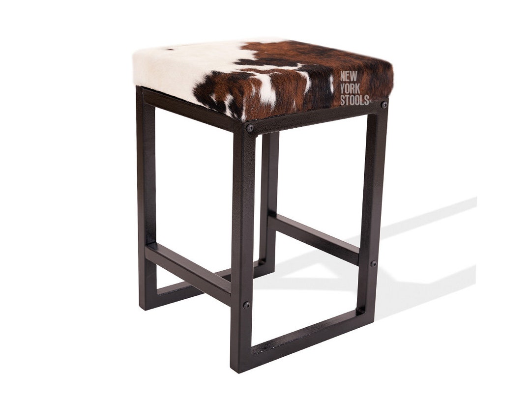 Custom Cowhide Brooklyn Stool | Cowhide Counter Stool | Luxury Cowhide ...