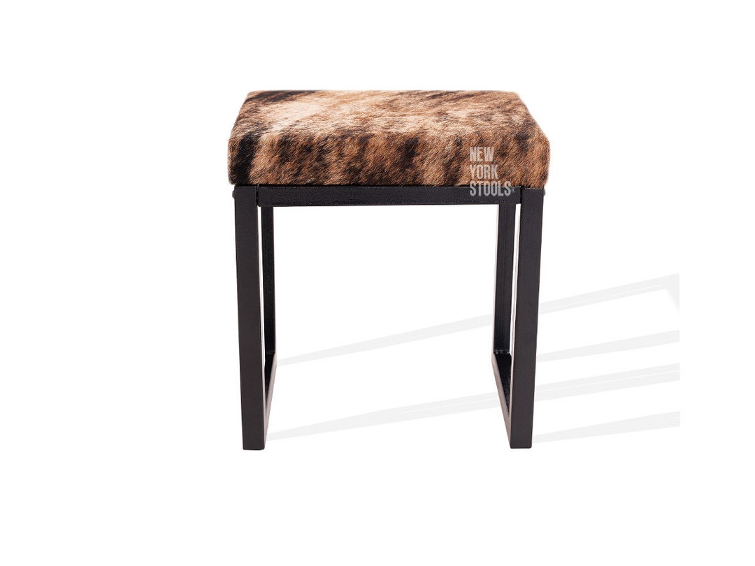 Light Brindle Cowhide Bronx Stool | Cowhide Counter Stool | Luxury ...