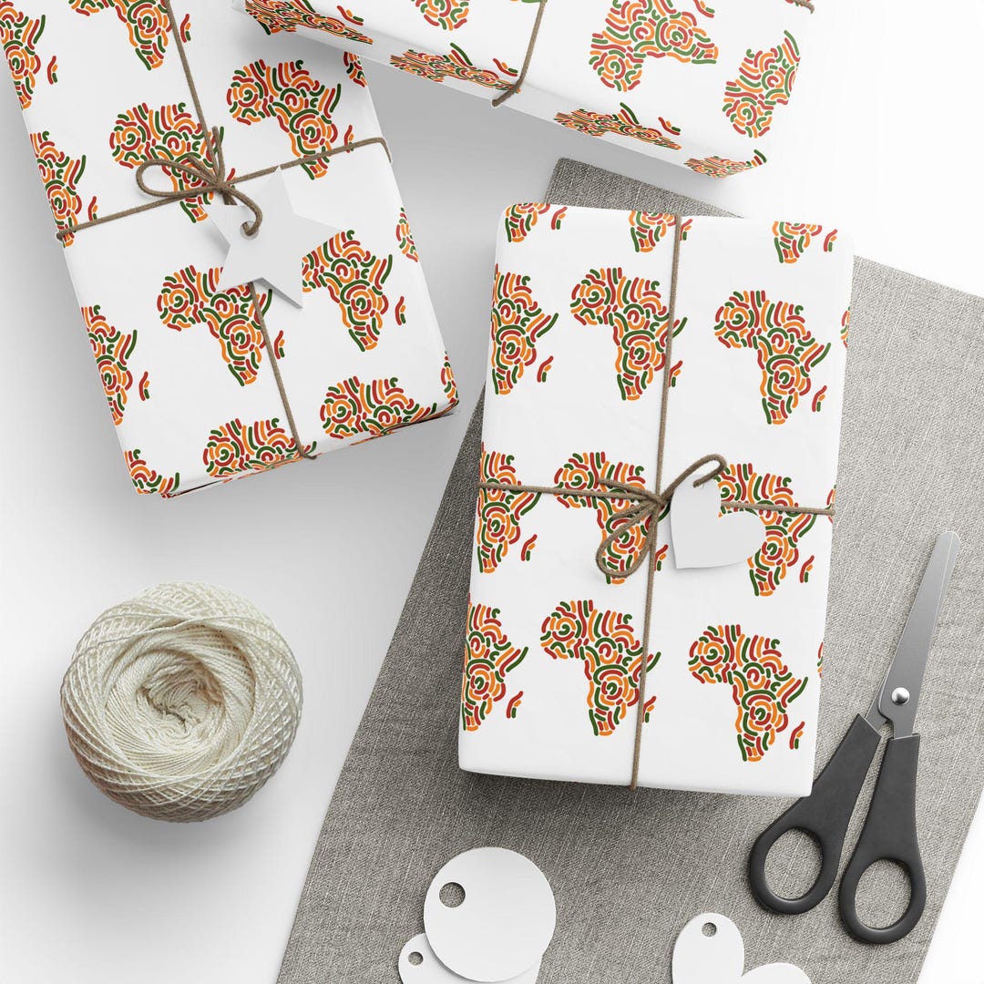 African Print Merry Christmas Wrapping Paper, African American Holiday ...