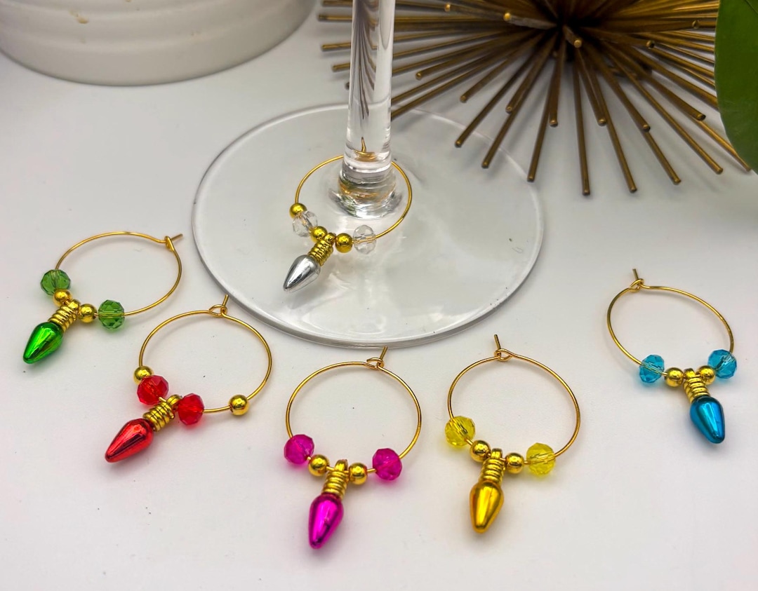 Holiday Light Wine Glass Charms (6 Pack) - Etsy