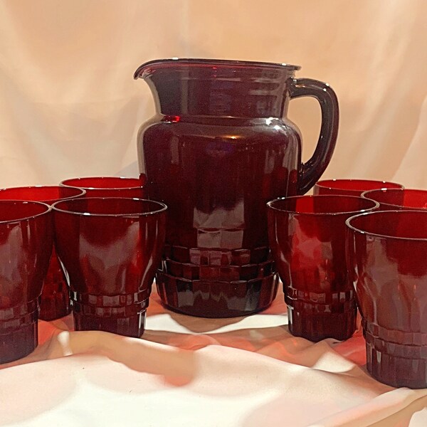 Royal Ruby Anchor Hocking Pitcher - Etsy