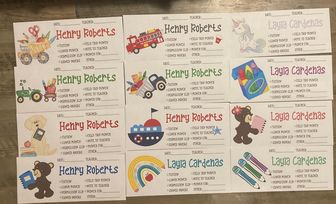 Personalized School Envelopes, Money Envelopes, Back to School, Student ...