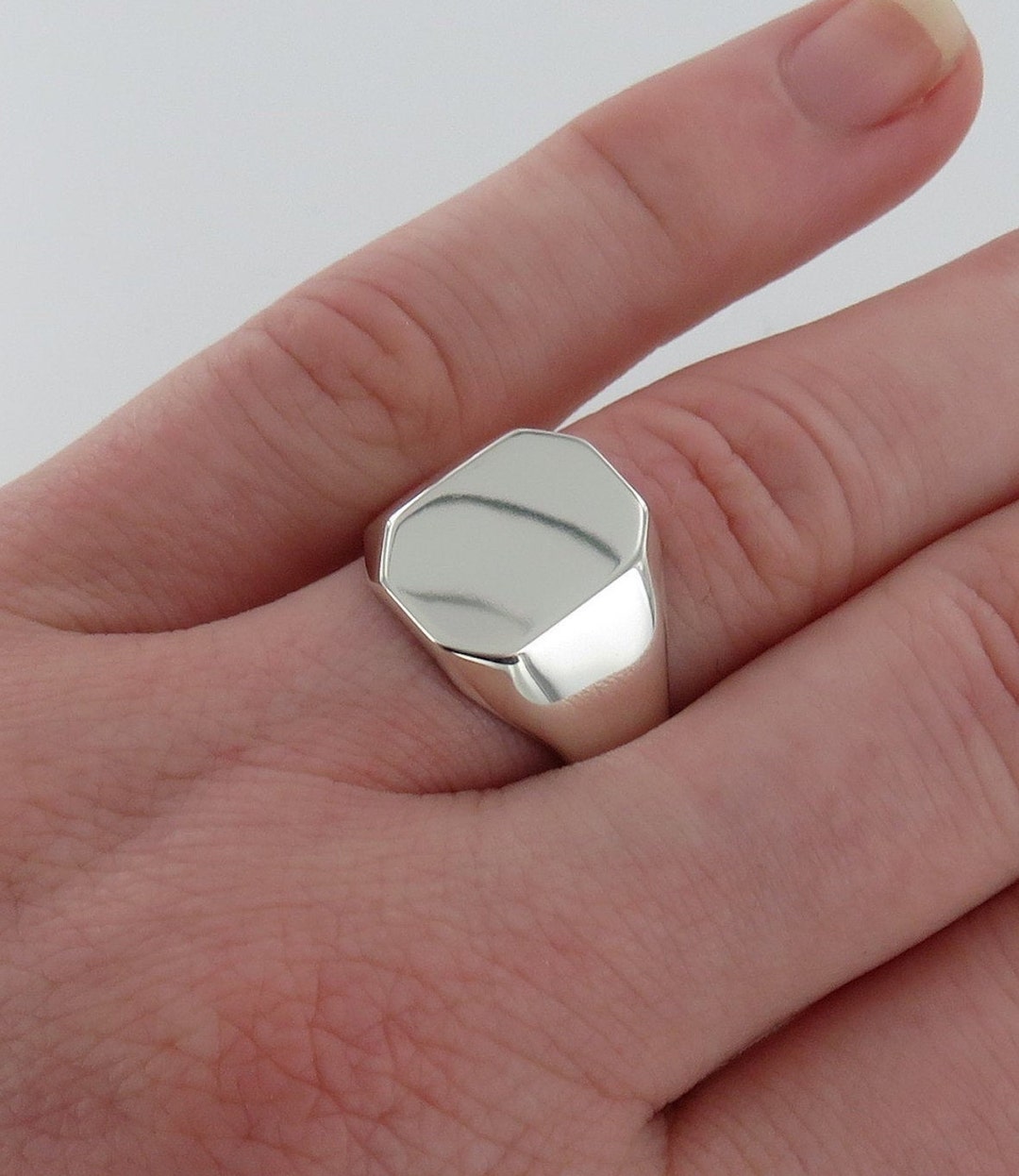 Cut Corner Signet Ring in Hallmarked Sterling Silver 925 11mm X 14mm ...