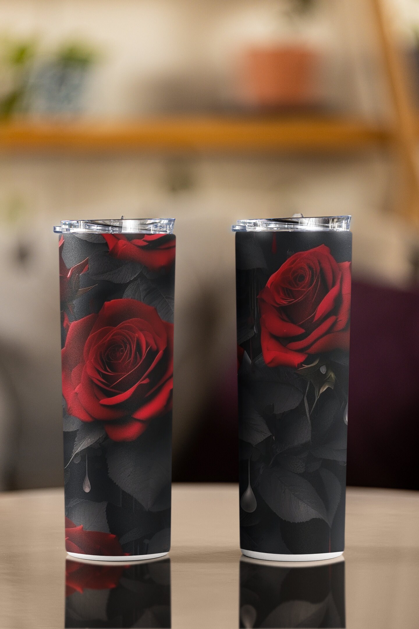 3D Black and Red Roses Sublimated Tumbler Wrap, Gothic Roses 20 Oz ...