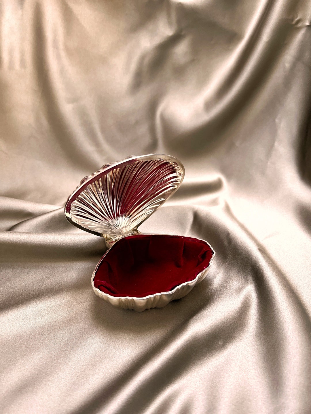 Vintage Silver Metal Shell Jewellery Box - Etsy