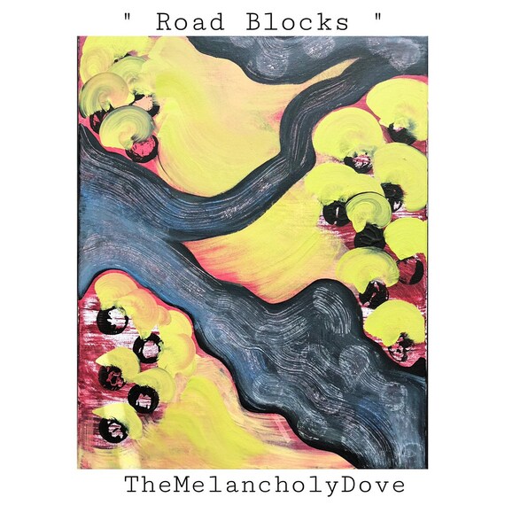 Acrylic Road block is an original 10 x 20 art piece Art & Collectibles ...
