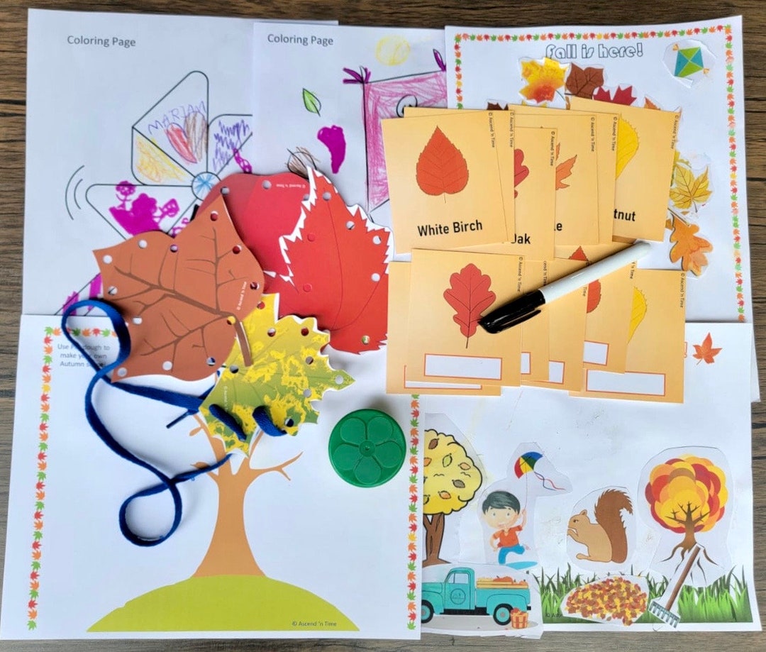 Fall Bundle, Fall Lacing, Playdough May, Coloring, Leaves, Matching ...