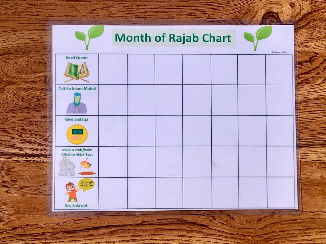 Rajab Chart for Kids, Printable,islamic Activity, Rajab Kids, شهر رجب ...