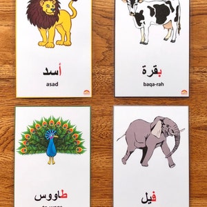 Arabic Alphabet Animal Flashcards, Arabic Arabic Flashcards Alphabet ...