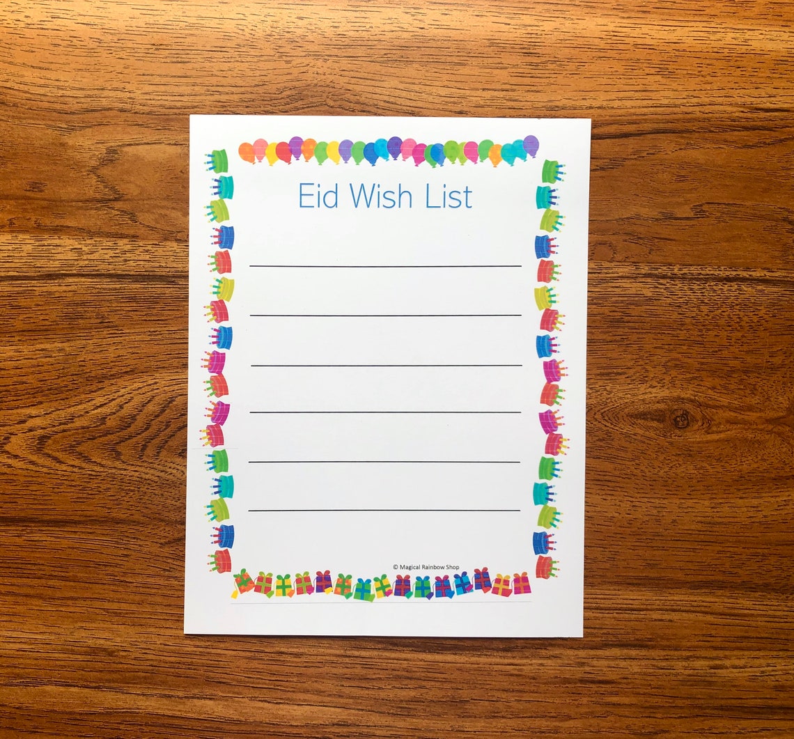 Eid Wish List, Printable Eid Planning Activity, عيد مبارك, Eid Craft ...