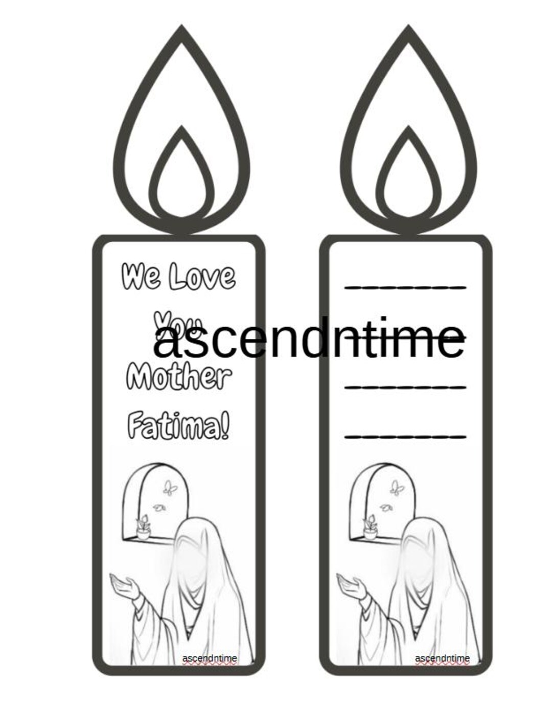 Candle Template Craft for Sayeda Fatima, Fatimiya Digital, Coloring ...
