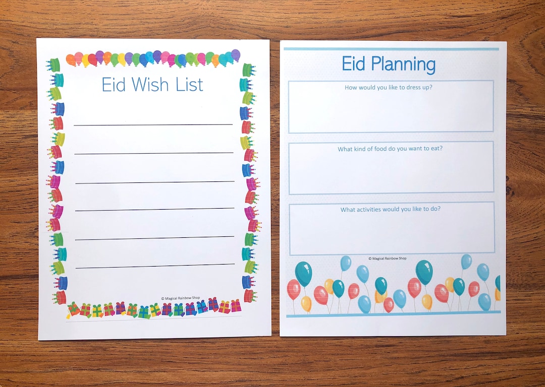 Eid Wish List, Printable Eid Planning Activity, عيد مبارك, Eid Craft ...
