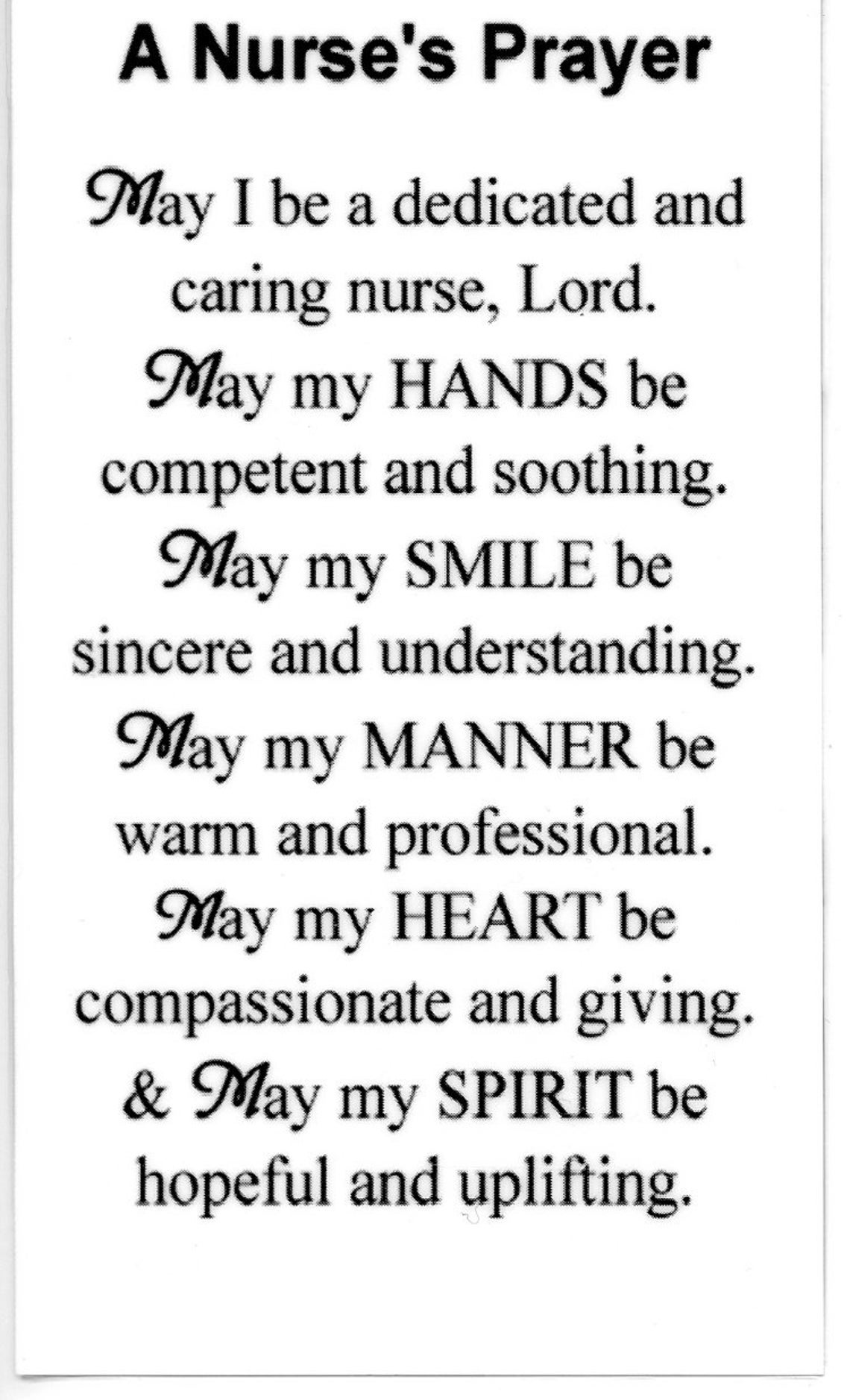 A NURSE'S PRAYER - Holy Card - Prayer Card -pack of 25 - Etsy