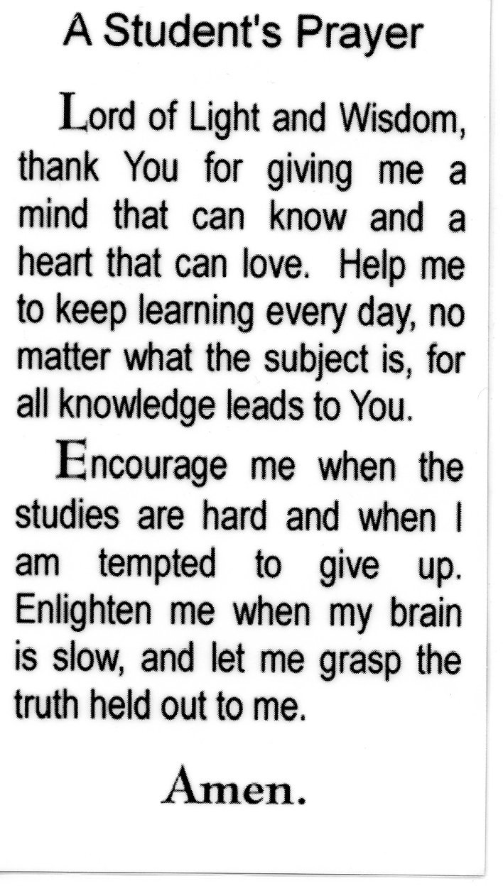 A STUDENT'S PRAYER Holy Card Prayer Card pack of 25 | Etsy