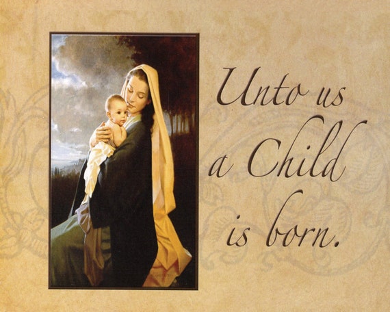 A CHILD IS BORN Catholic Picture Print | Etsy