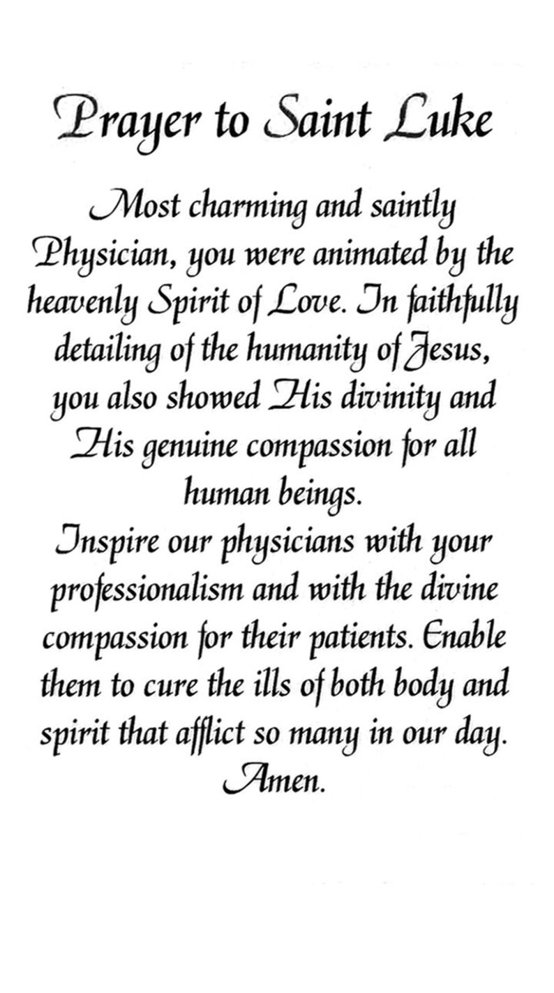 Prayer to St. Luke A - Holy Card - Prayer Card -pack of 25 - Etsy