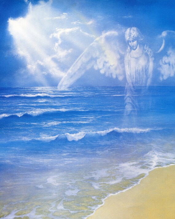 ANGEL OVER WATER Catholic Picture Print | Etsy