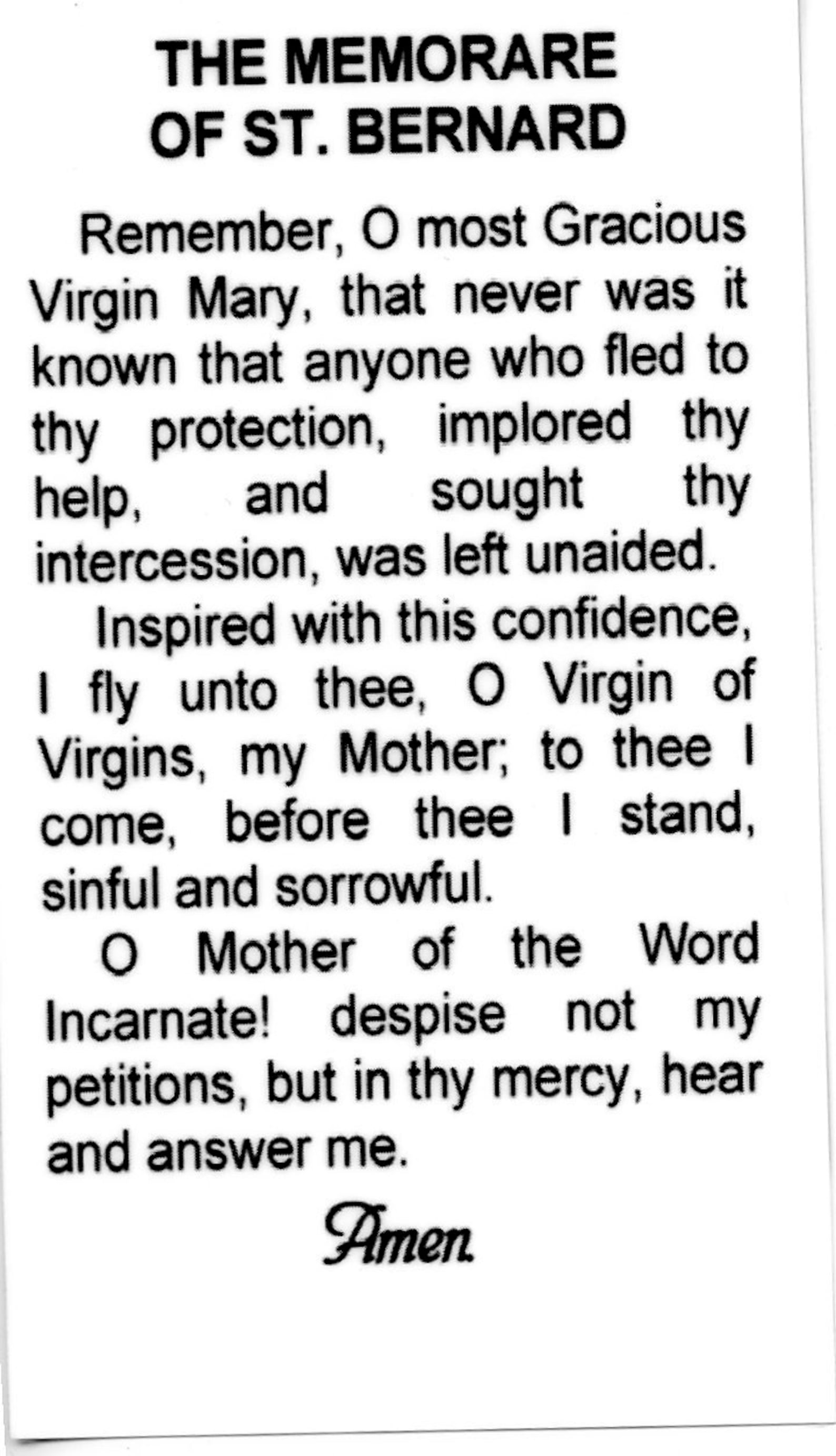 THE MEMORARE Holy Card Prayer Card pack of 25 - Etsy