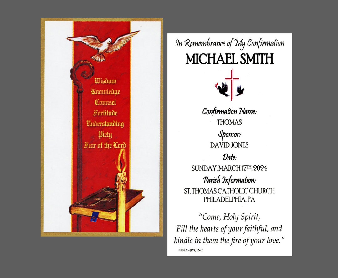 My Confirmation 2 (boy) - Personalized Confirmation Laminated Prayer ...