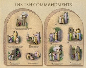 THE TEN COMMANDMENTS Print 8x10 Catholic Picture Print From Italy - Etsy