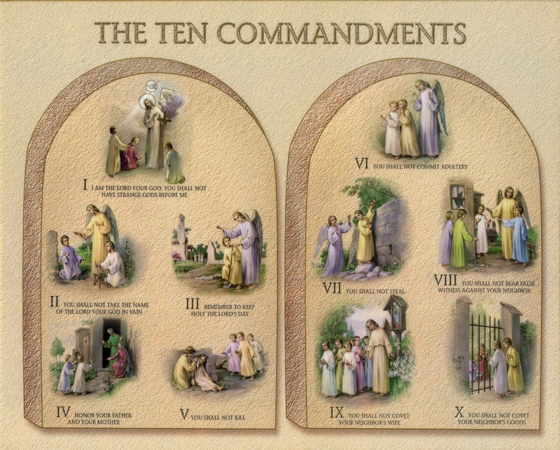 TEN COMMANDMENTS Catholic Picture Print - Etsy