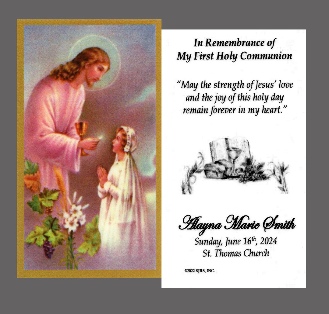 My First Holy Communion (girl) - Personalized Laminated Prayer Cards ...