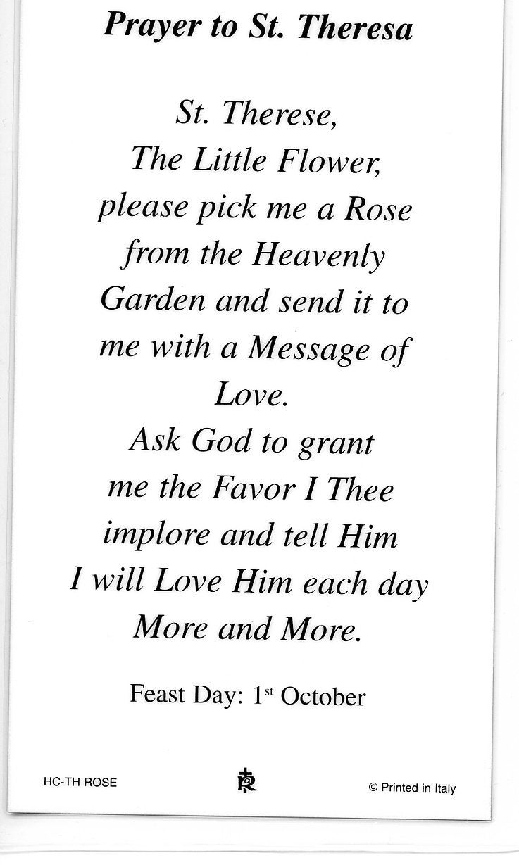 ST. THERESE rose Prayer Holy Card Prayer Card pack of | Etsy