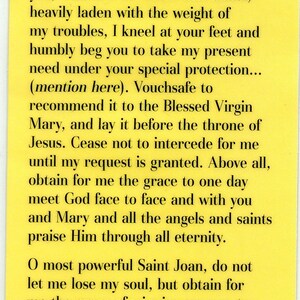 St. Joan of Arc - Holy Card - Prayer Card -pack of 25 - Etsy