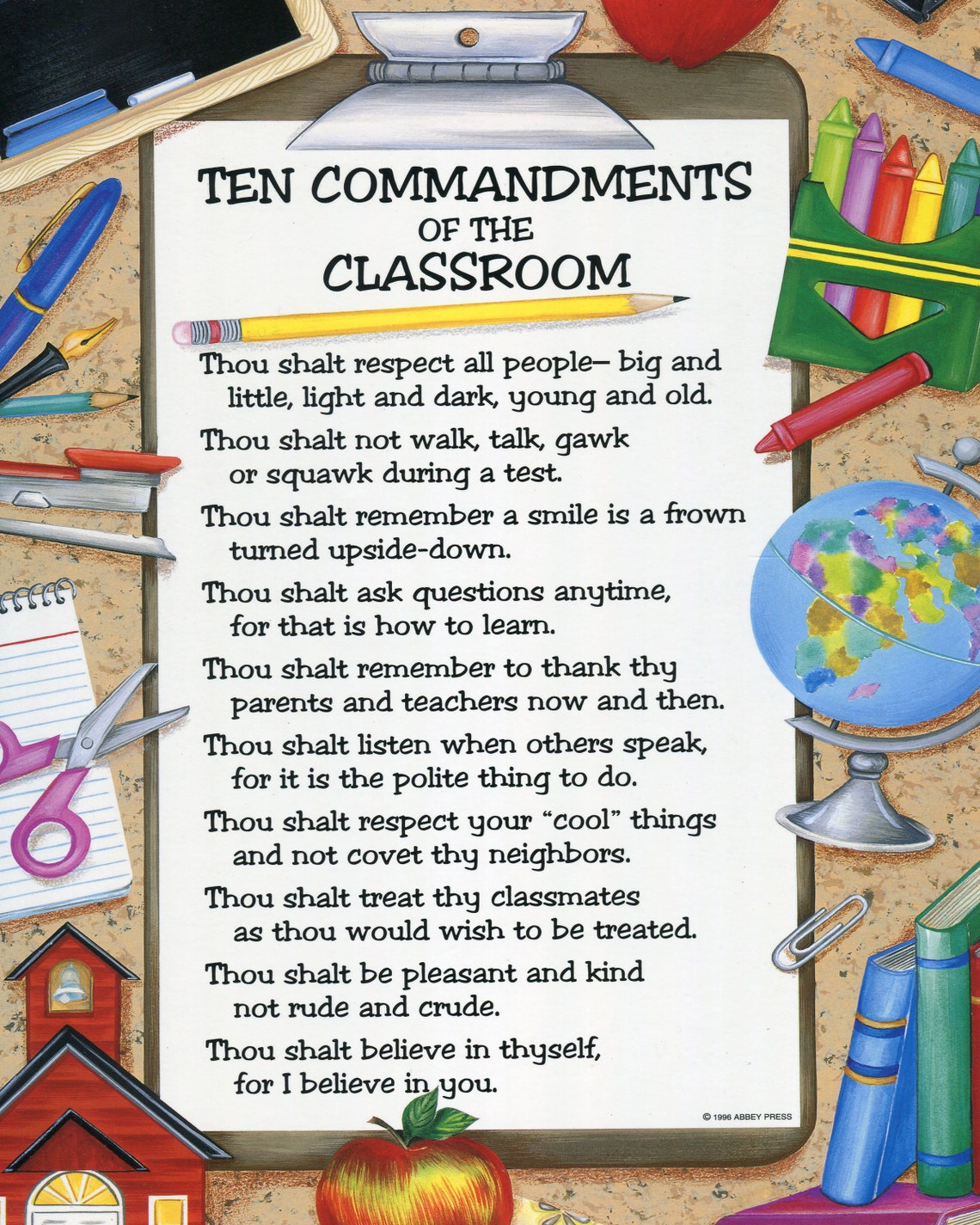 TEN COMMANDMENTS CLASSROOM Catholic Picture Print - Etsy