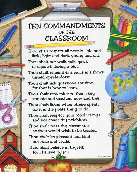 TEN COMMANDMENTS CLASSROOM Catholic Picture Print - Etsy