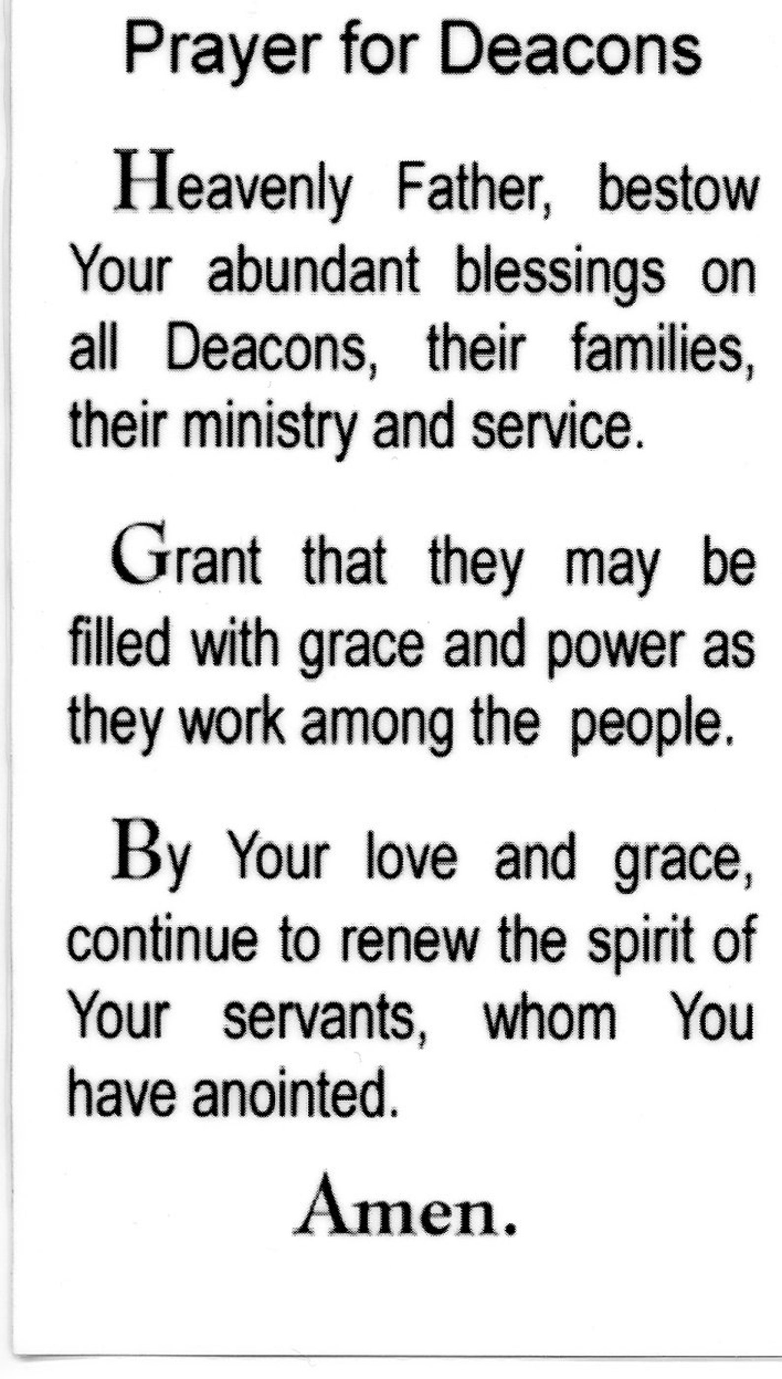 PRAYER FOR DEACONS - Holy Card - Prayer Card -pack of 25 - Etsy