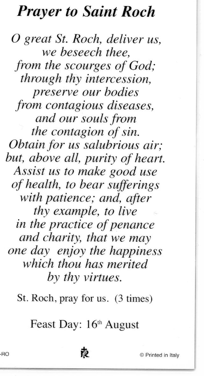 ST. ROCH Holy Card Prayer Card pack of 25 - Etsy