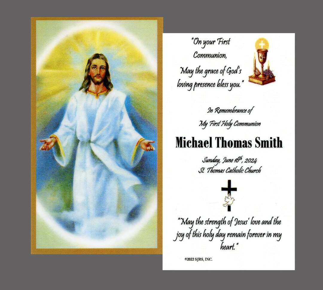 My First Holy Communion (boy) 2 - Personalized Laminated Prayer Cards ...