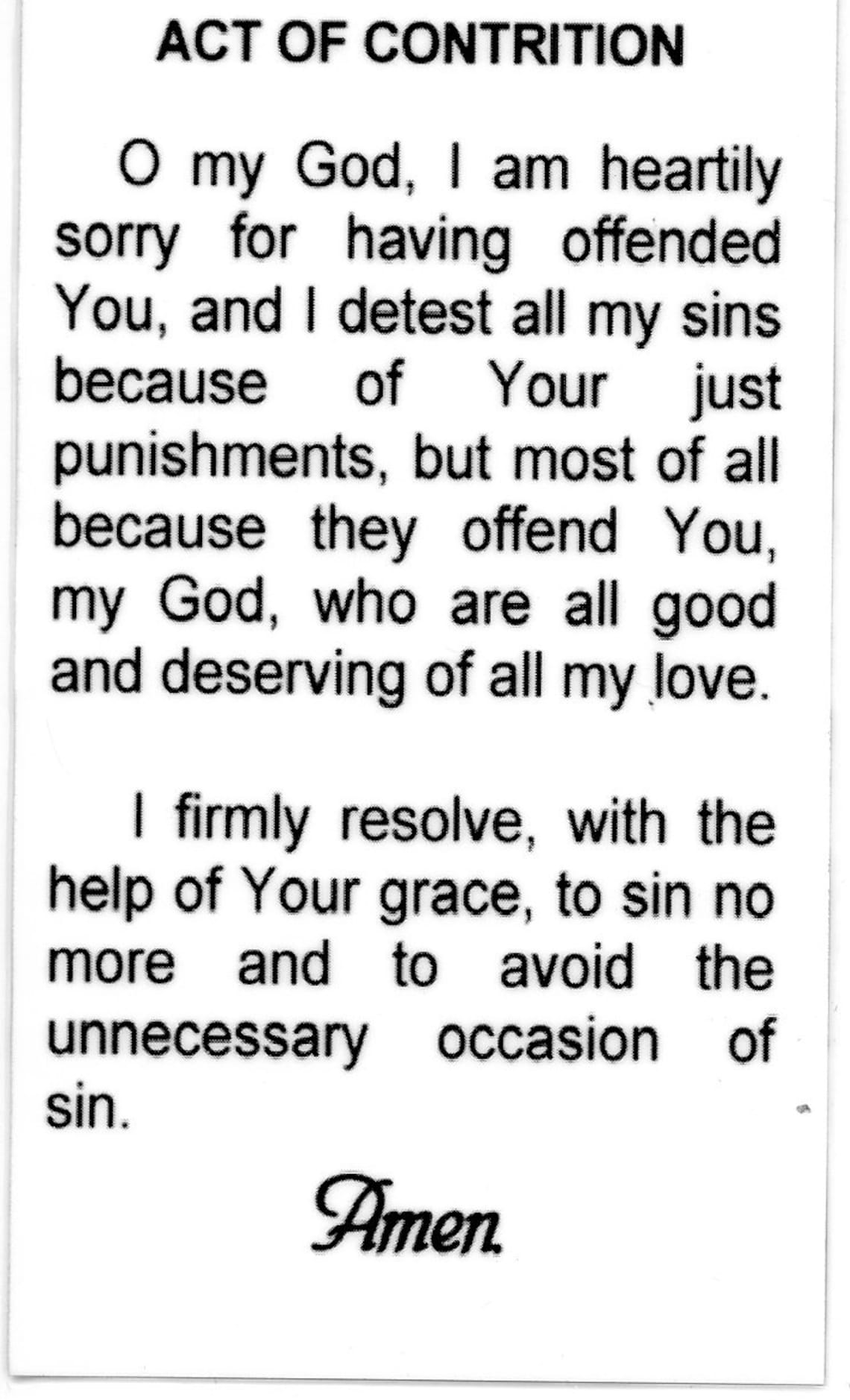 ACT OF CONTRITION Holy card Prayer card Pack of 25 | Etsy