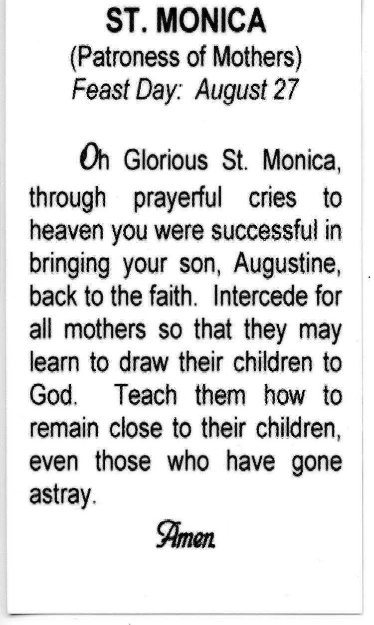 ST. MONICA - Relic Holy Card - Blessed by Pope Francis - Etsy