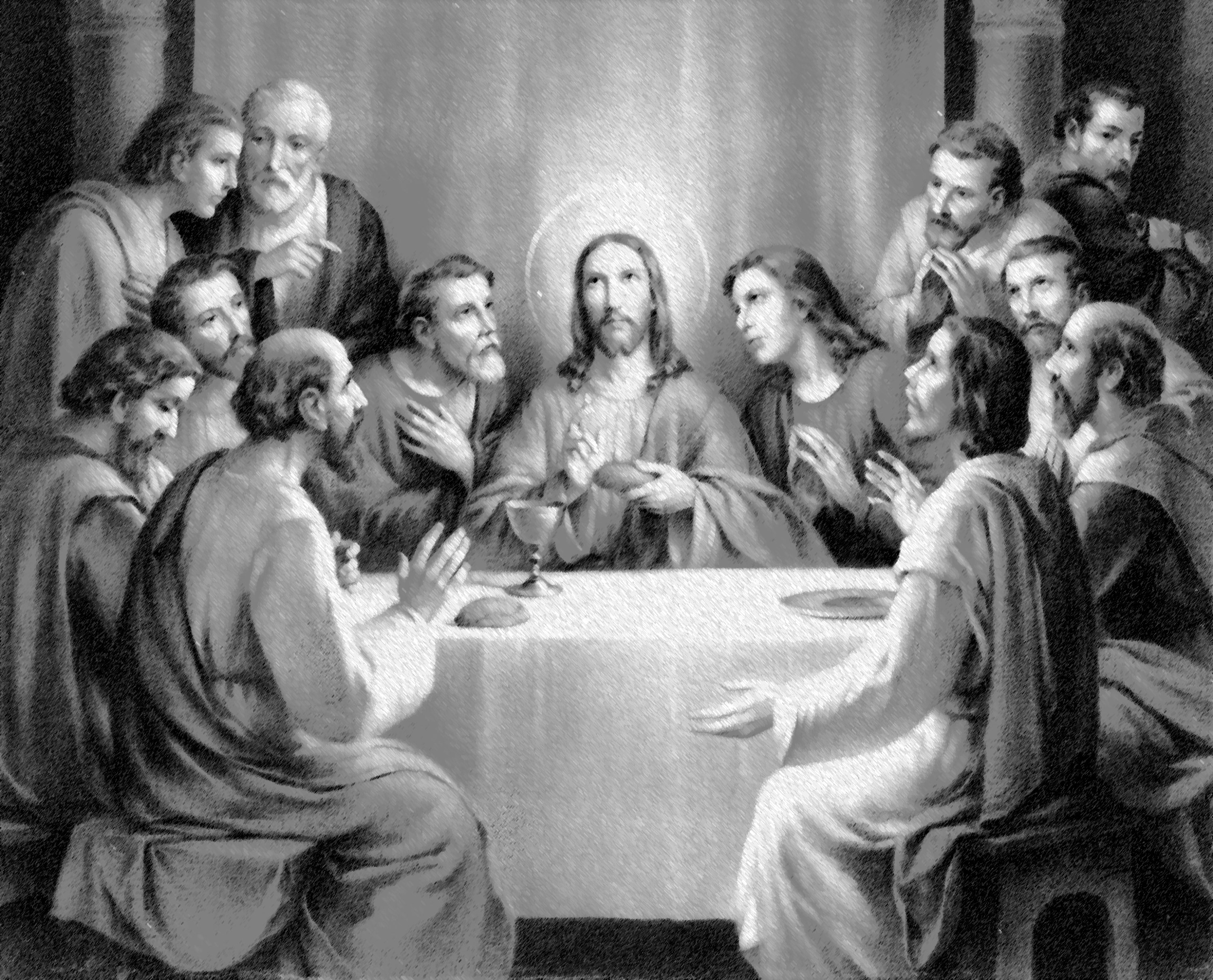 Last Supper 1 B Chalk and Charcoal effect Catholic picture | Etsy